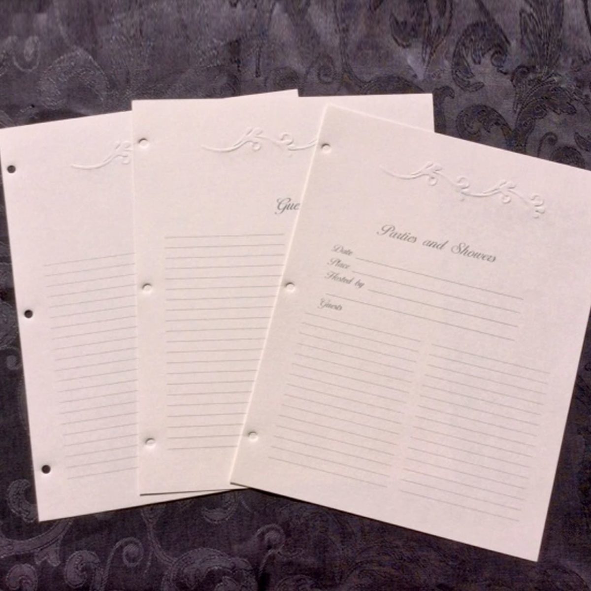 Wedding Memory Book Refill Pages - 3 Embossed Showers & Parties Pages ...