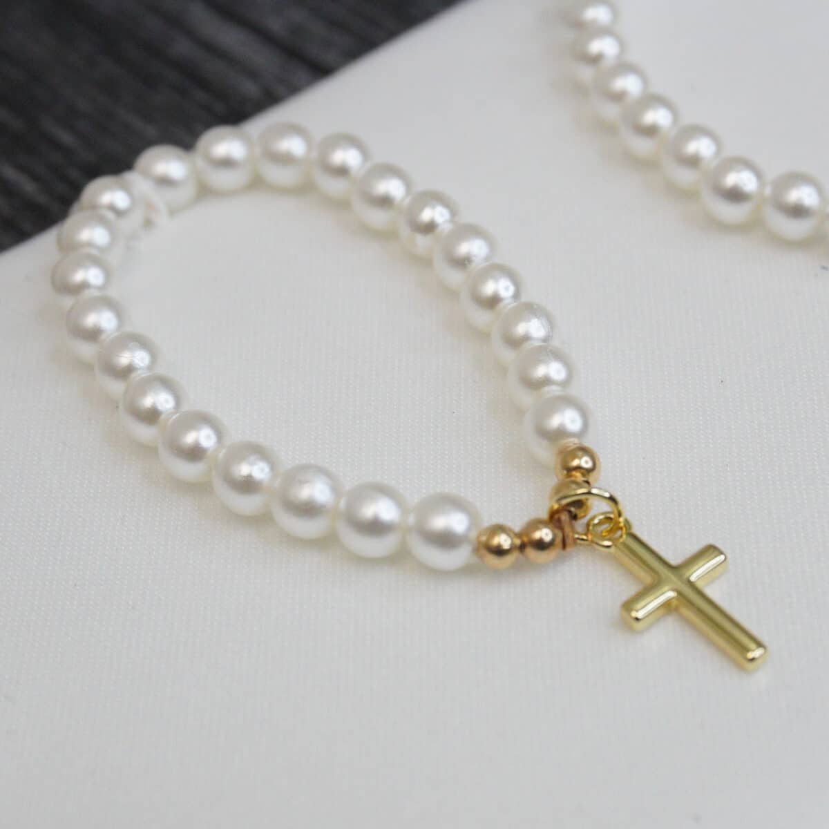Gold Cross Pearl Bracelet | Marcela