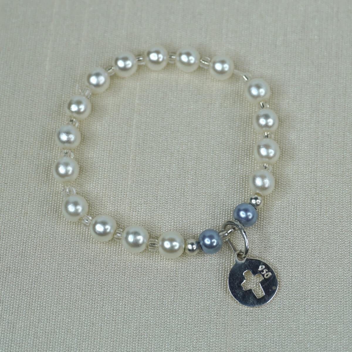 Silver Cut-out Cross Bracelet with Touch of Color