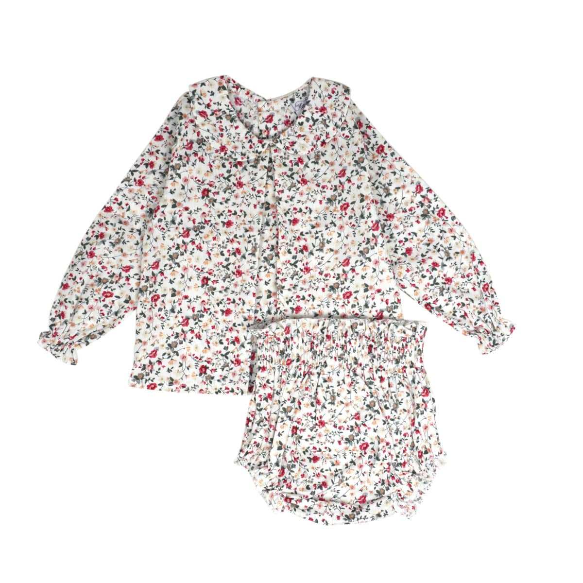 Peter Pan Collar Blouse & Bloomer Set - Floral - MARCELA